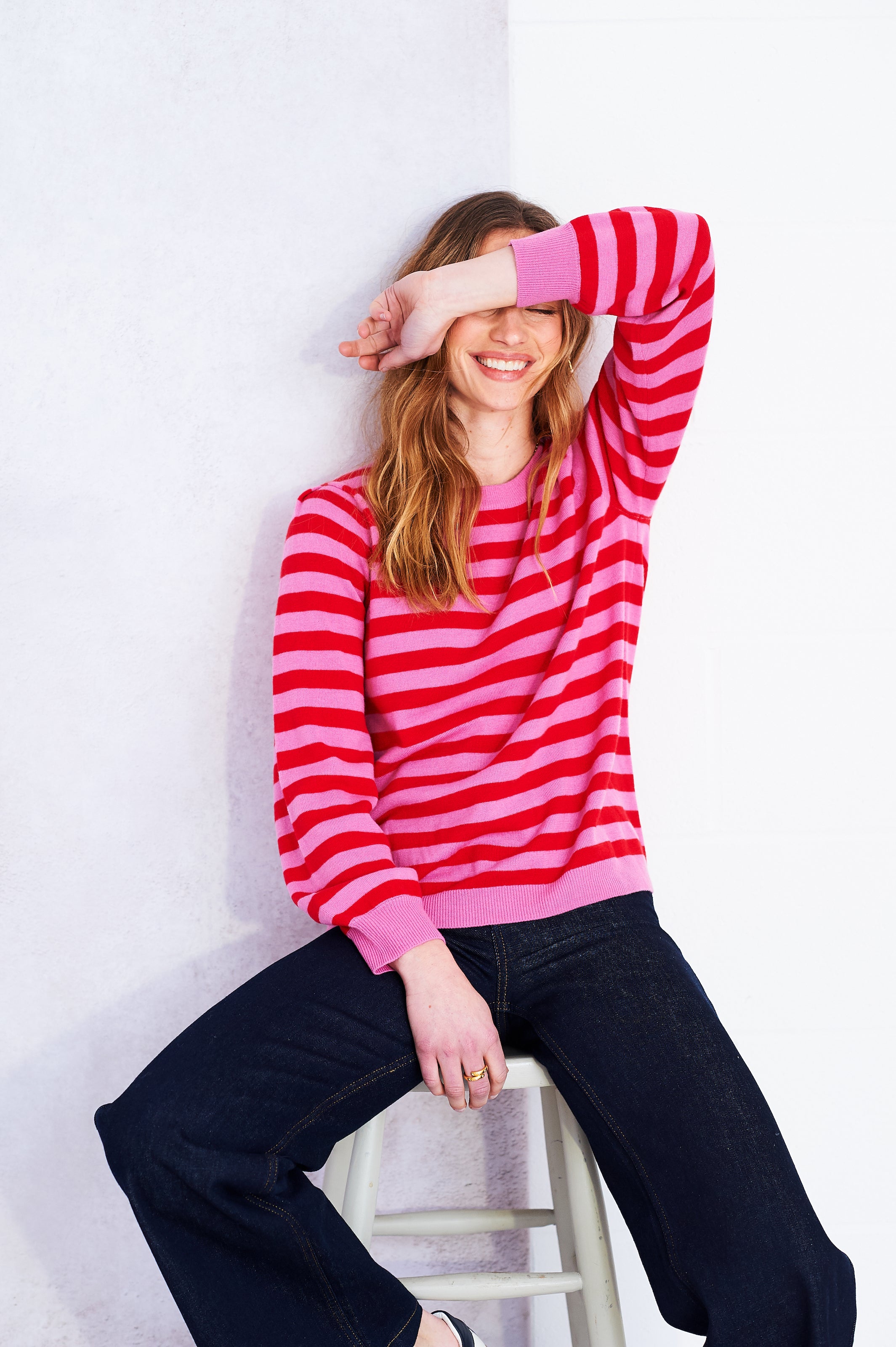 Pink Red stripe merino wool jumper by Wardrobe 44 – Wardrobe 44